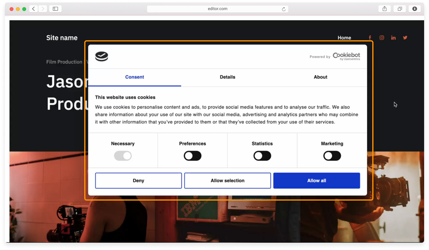 CookieBot integration – Partner Resource Center